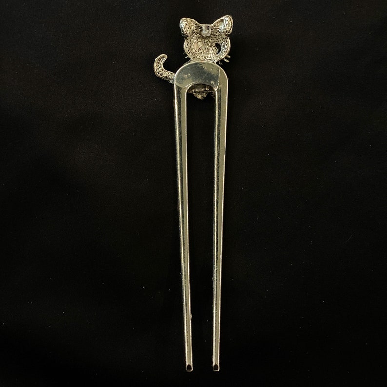 Cat Hair Fork, Black Cat, Metal Hair Fork, U Shaped, Hair Pin Bun ...
