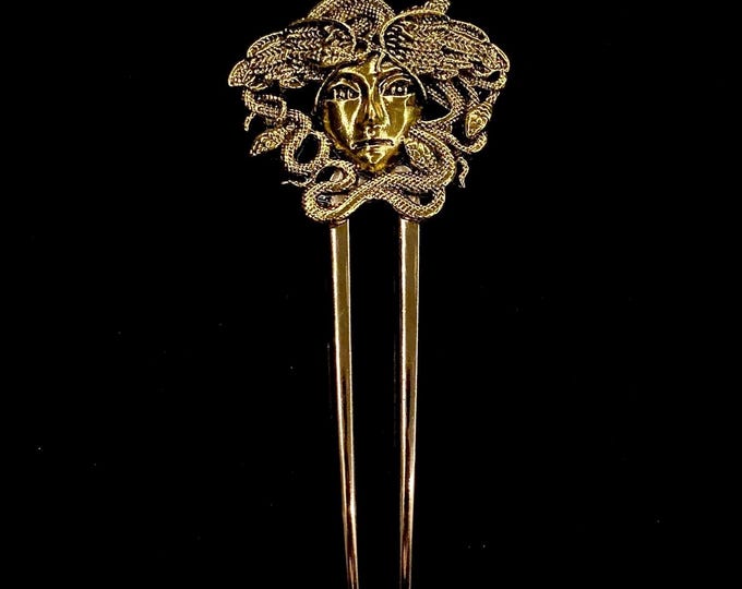 Medusa Hair Fork, Gold Hair Fork, Gold Medusa, Greek Mythology, Snake ...