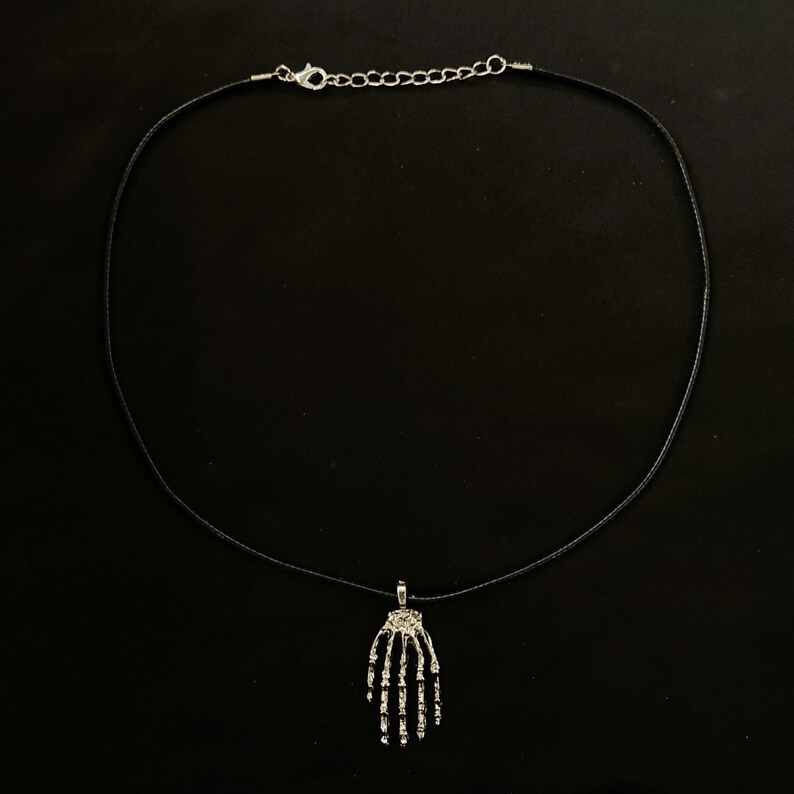 Skeleton Hand Silver Skeleton Hand Hand Necklace Skeleton - Etsy