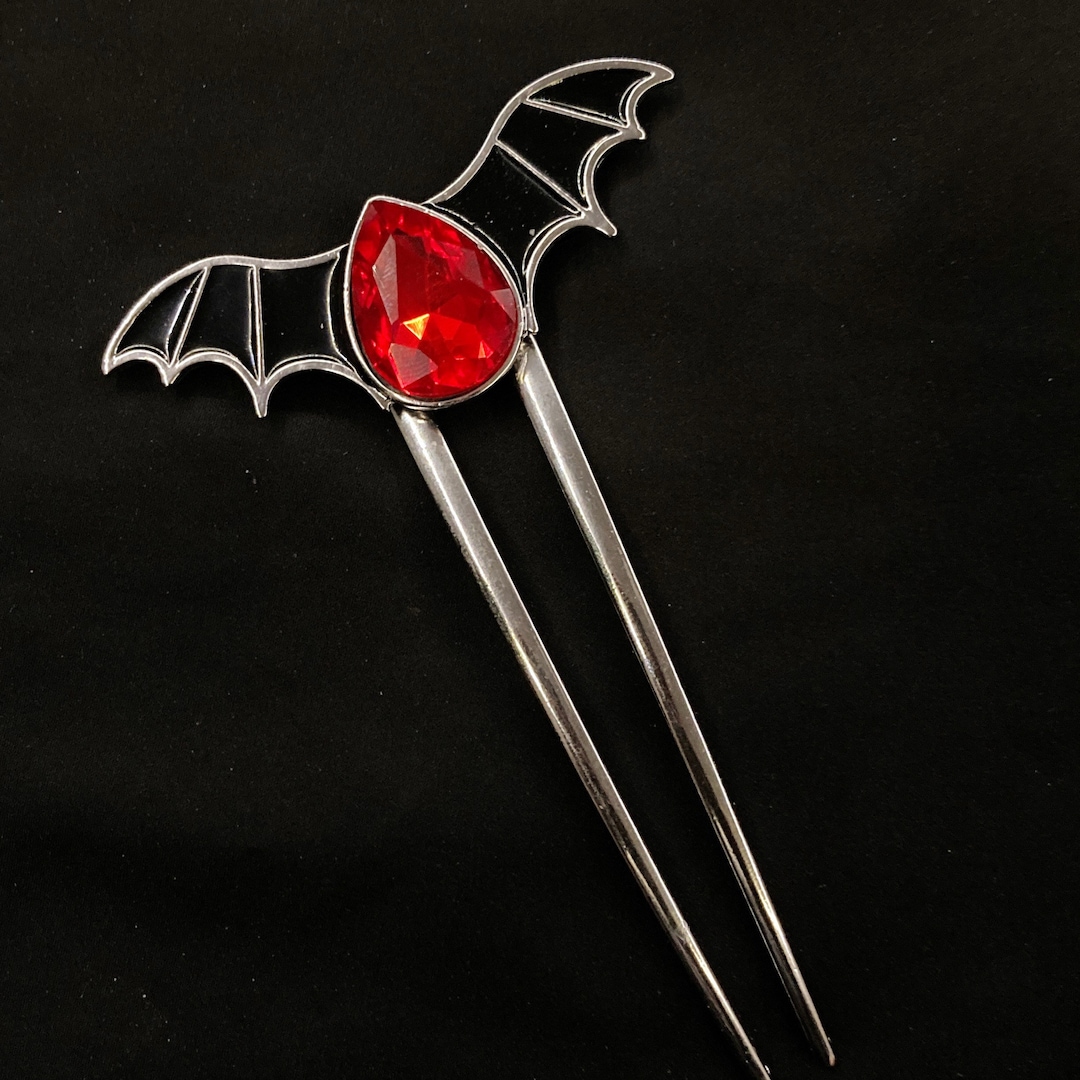 Bat Hair Fork, Goth Hair Fork, Wing Hair Fork, Bat Wing, Silver Black ...