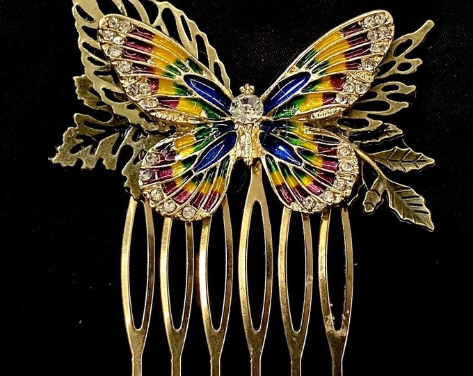 Colorful Butterfly, Jeweled Butterfly, Butterfly Hair Comb, Butterfly ...