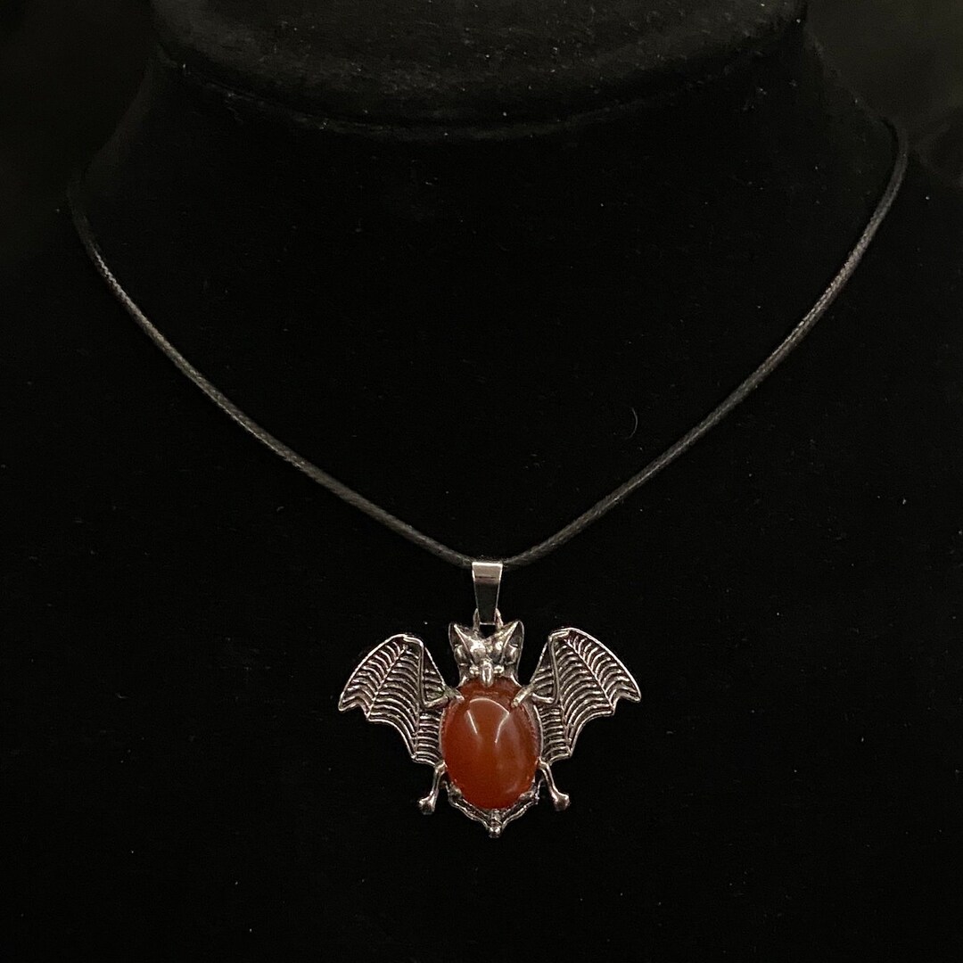Bat Necklace, Red Agate Bat, Red Agate Necklace, Goth Necklace, Gothic ...