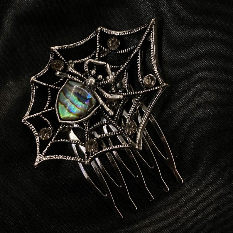 Spider Hair Comb Spider Web Hair Comb Abalone Spider Silver - Etsy