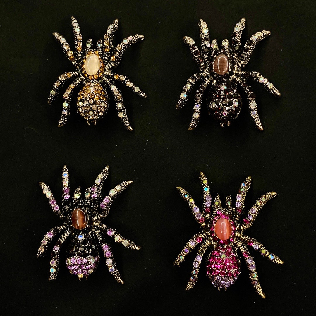 Gold Spider, Black Spider, Purple Spider, Pink Spider, Spider Brooch ...