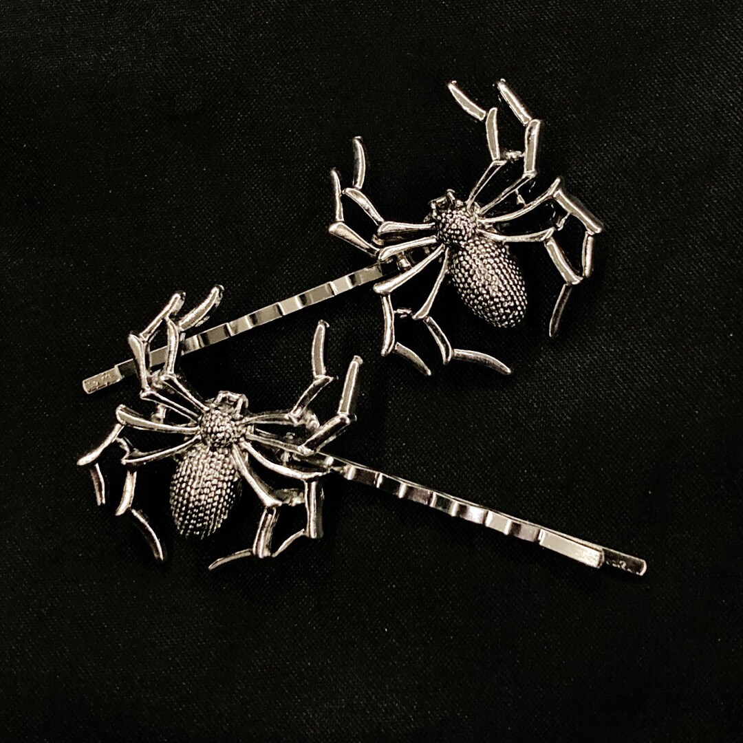 Spider Hair Pins Silver Spider Goth Hair Pins Spider - Etsy