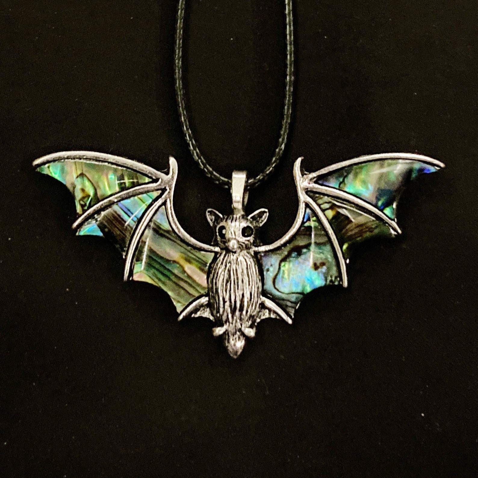 Bat Necklace Abalone Bat Bat Pendant Goth Necklace Gothic - Etsy