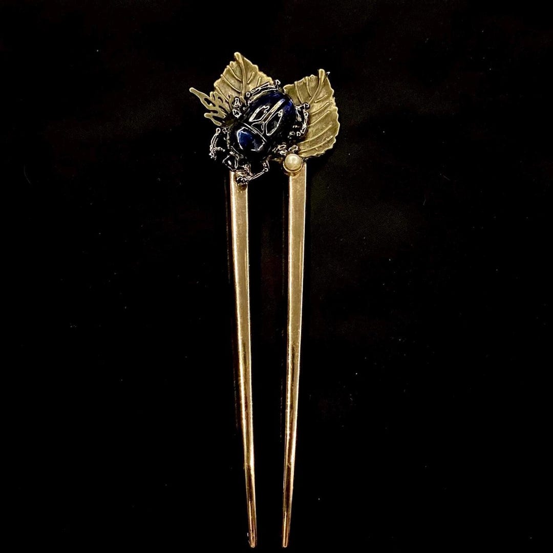 Navy Blue Beetle, Beetle Hair Fork, Leaf Hair Fork, Bronze Leaves ...