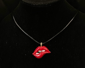 Red Lips Necklace | Etsy