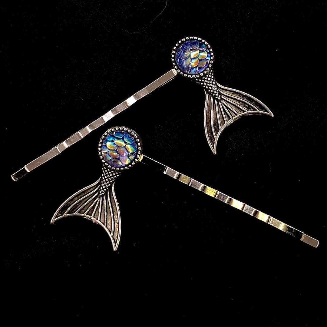 Mermaid Hair Pins, Mermaid Bobby Pins, Silver Mermaid Tails, Iridescent ...