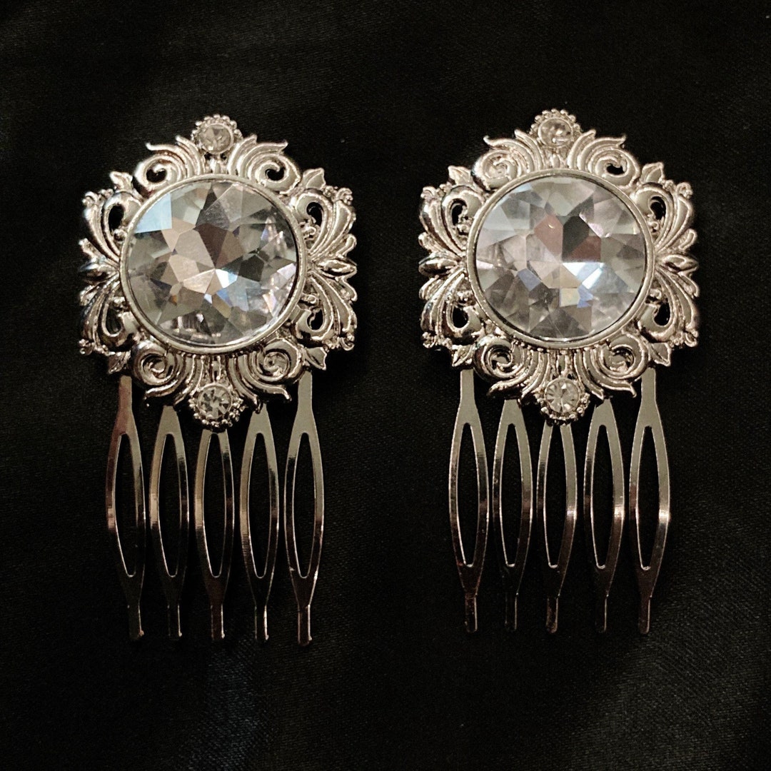 Ornamental Hair Comb, Silver Hair Combs, Art Deco, Art Nouveau, Faceted ...