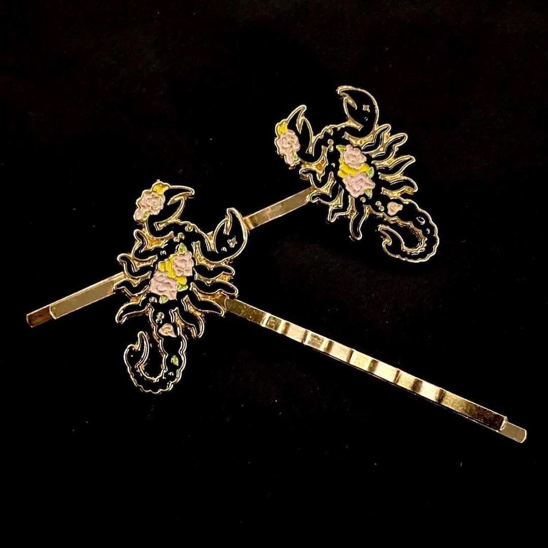Scorpion Hair Pins, Enamel Scorpion, Gold Scorpion, Insect Jewelry ...