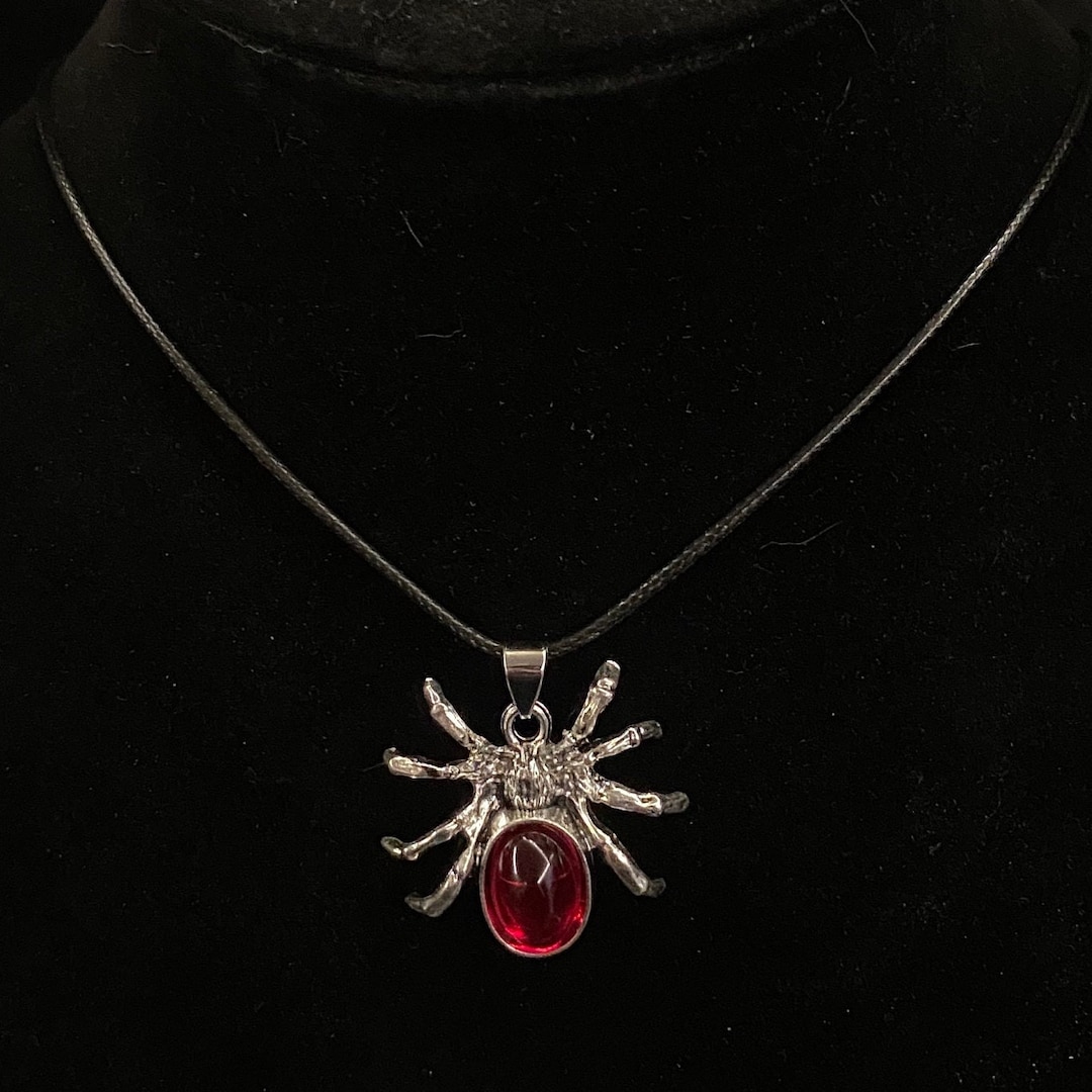 Silver Spider, Spider Necklace, Goth Necklace, Spider Pendant, Spider ...