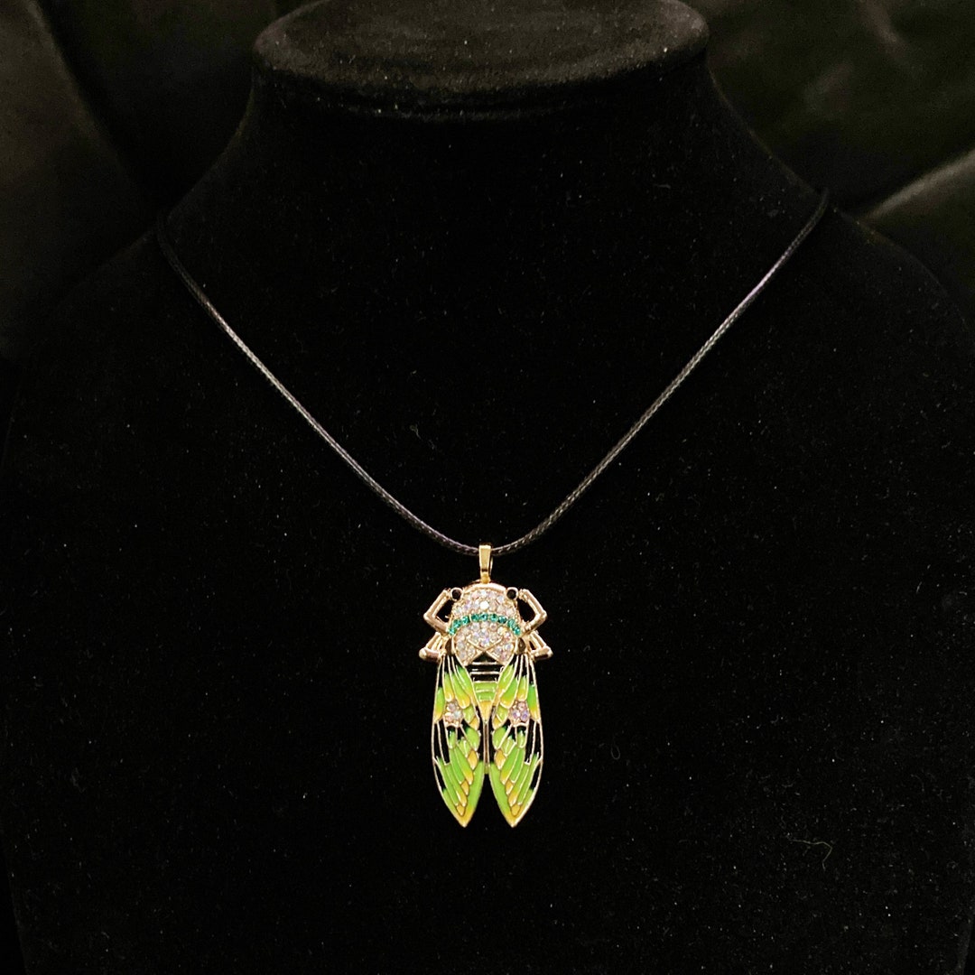 Gold Cicada, Green Cicada, Cicada Necklace, Cicada Jewelry, Gold Insect ...