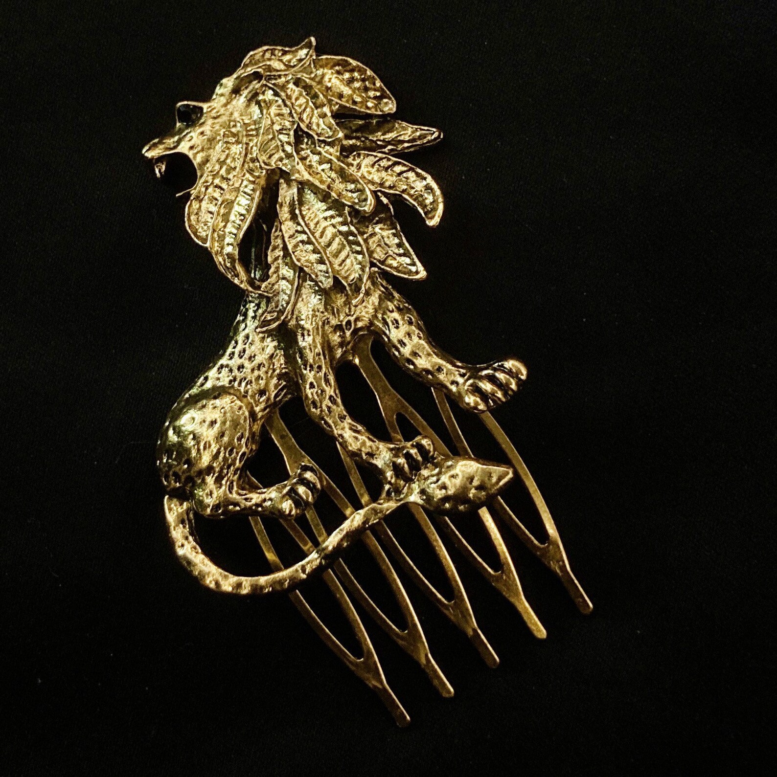 Gold Lion Hair Comb: Majestic Feline Jewelry - Etsy