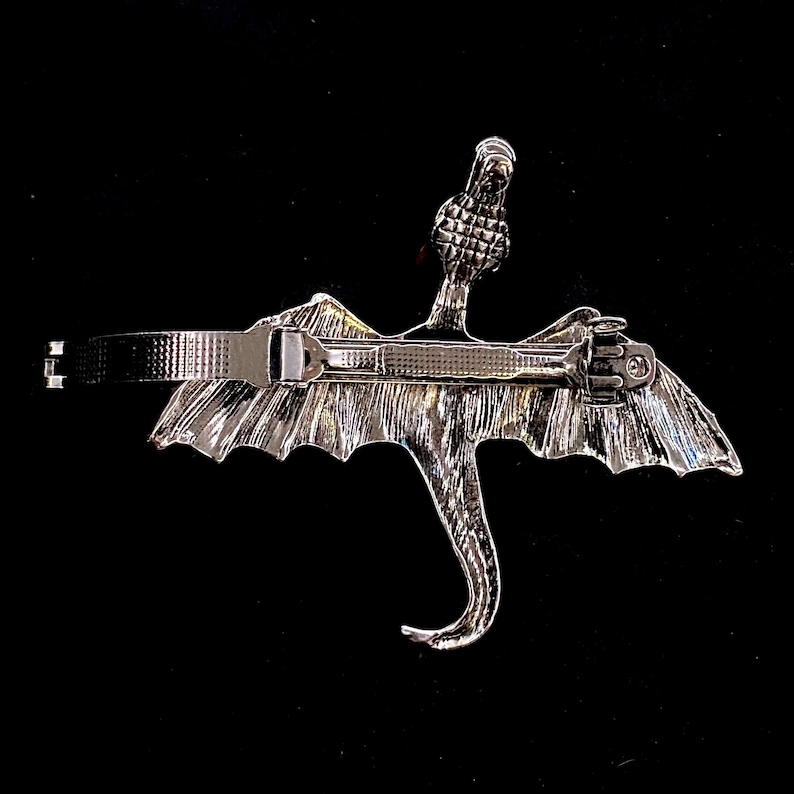 Large Silver Dragon Barrette With Gold Enamel, Wide Ponytail Clip - Etsy UK