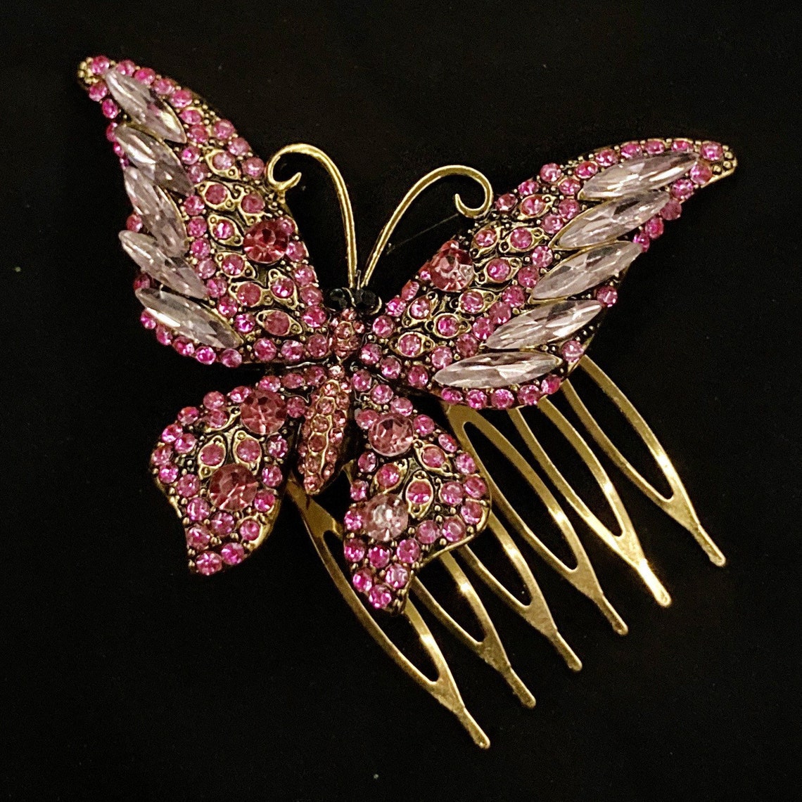 Hair Comb Pink Butterfly Jeweled Butterfly Butterfly Hair - Etsy