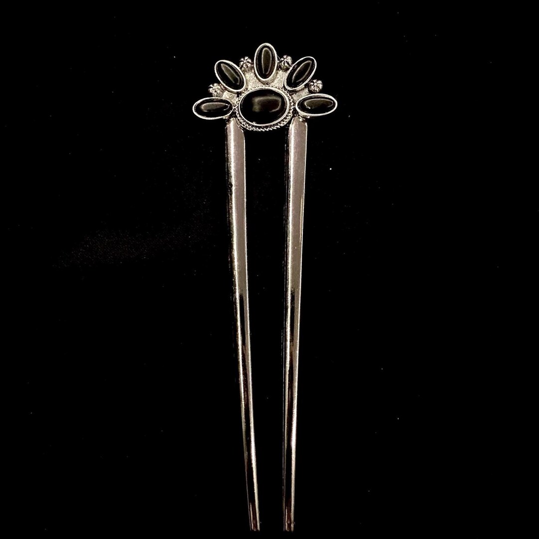 Black Howlite,black Hair Fork, U Shaped Hair Fork, Hair Pin Bun Holder ...
