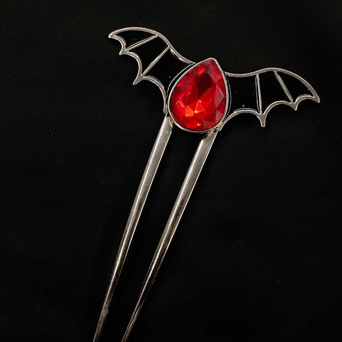 Bat Hair Fork, Goth Hair Fork, Wing Hair Fork, Bat Wing, Silver Black ...