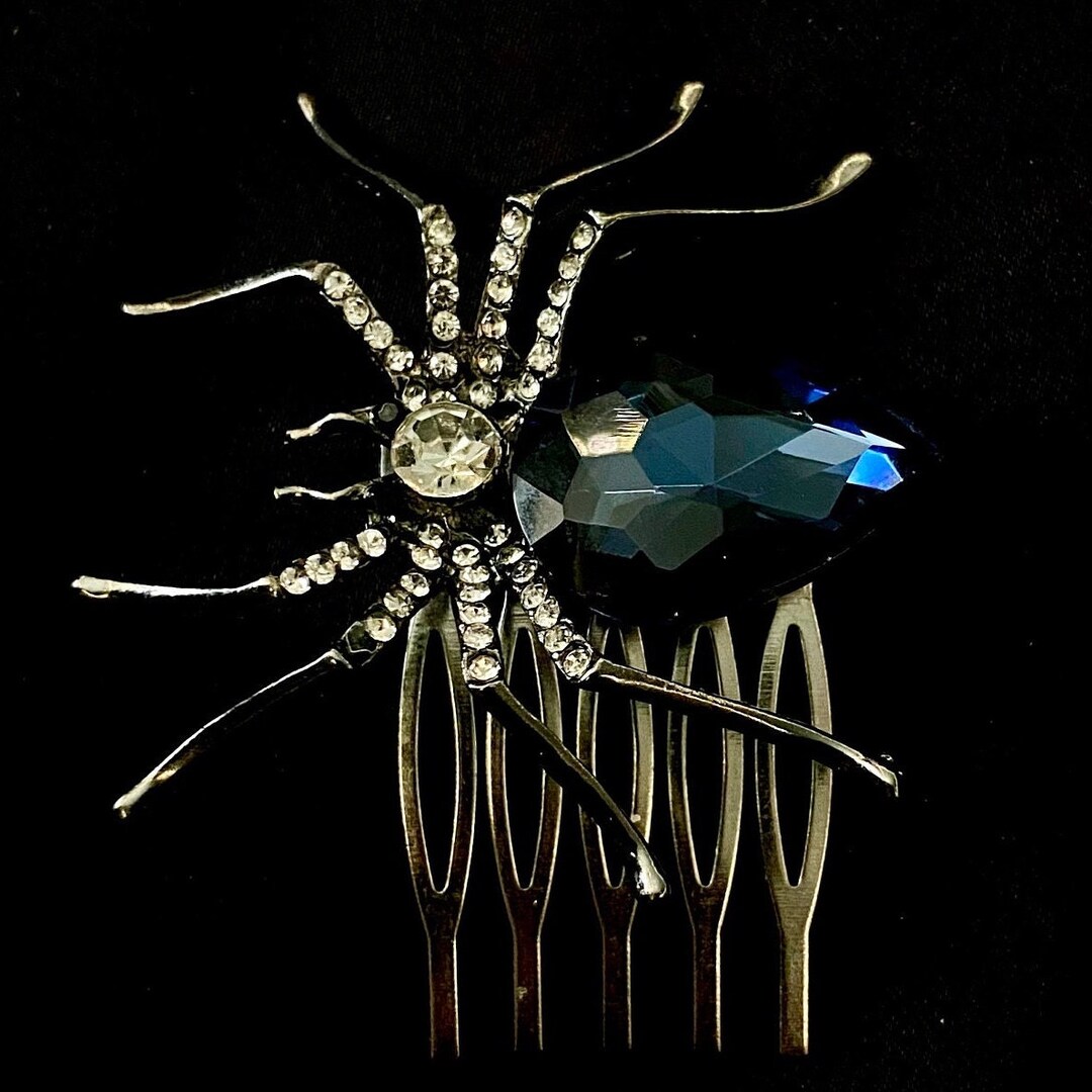 Black Spider, Dark Blue Spider, Spider Hair Comb, Goth Hair Comb ...