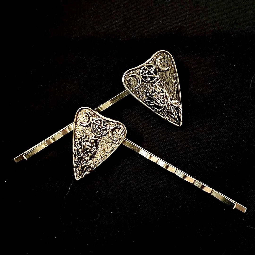 Silver Bobby Pins, Planchette Hair Pins, Crow Hair Pins, Pentagram ...