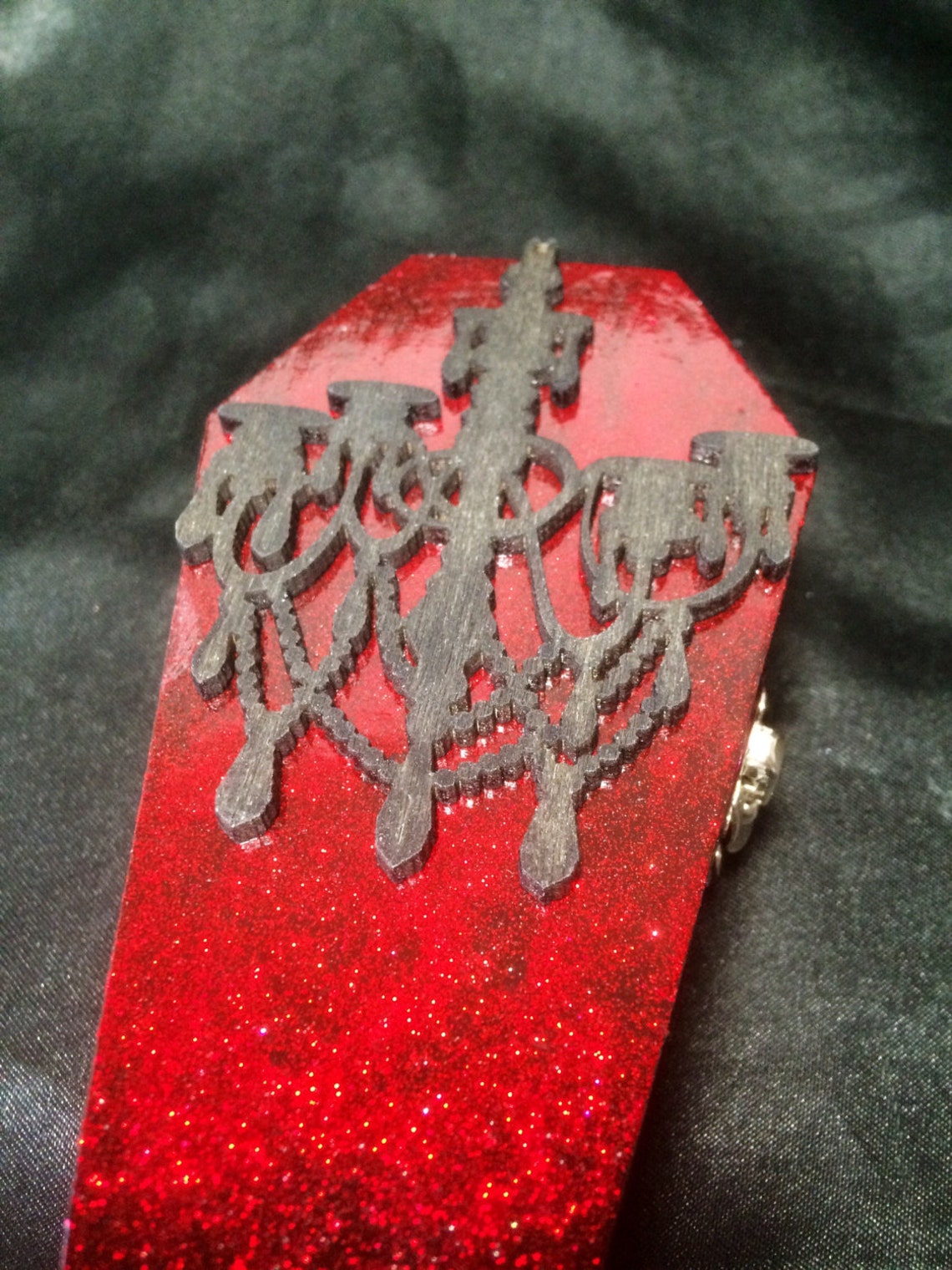 Shiny Sparkling Red Coffin Box With Matte Black Chandelier | Etsy