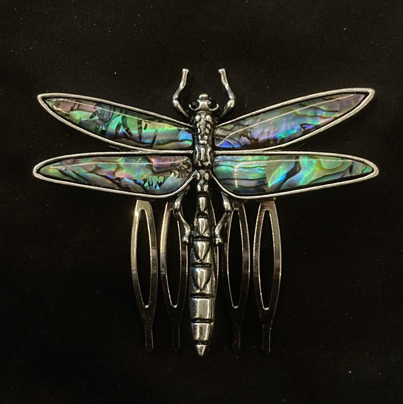 Dragonfly Hair Comb Abalone Dragonfly Something Blue Green - Etsy