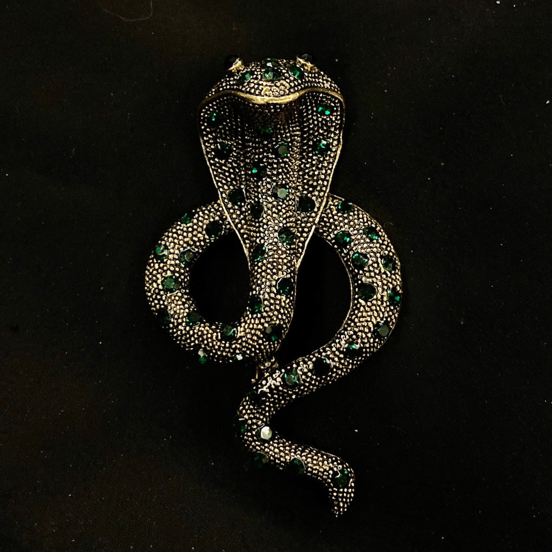 Snake Brooch, Snake Pin, Green Snake, Gold Snake Pin, Gold Snake Brooch ...