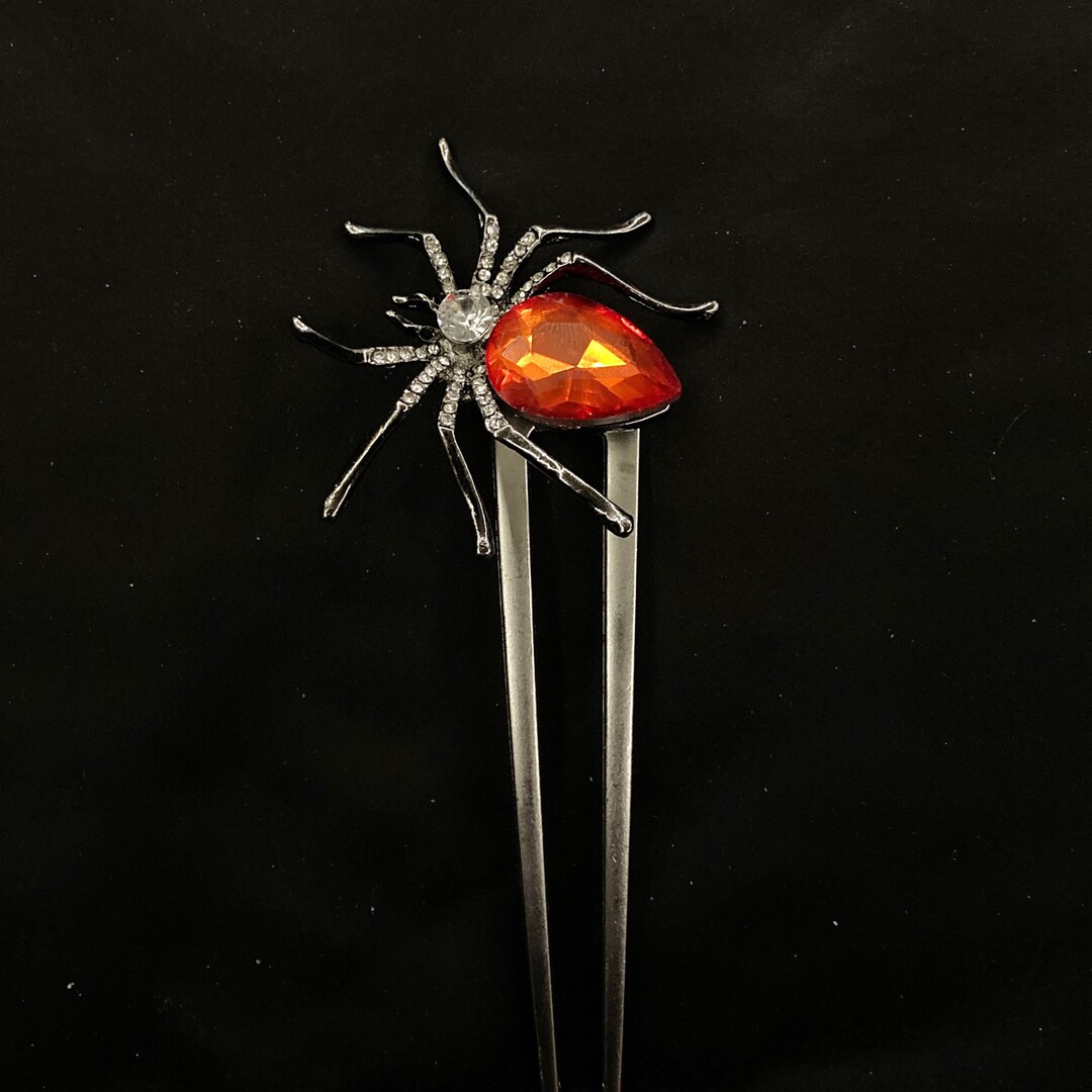 Black Spider, Spider Hair Fork, Goth Hair Fork, Silver Hair Fork ...