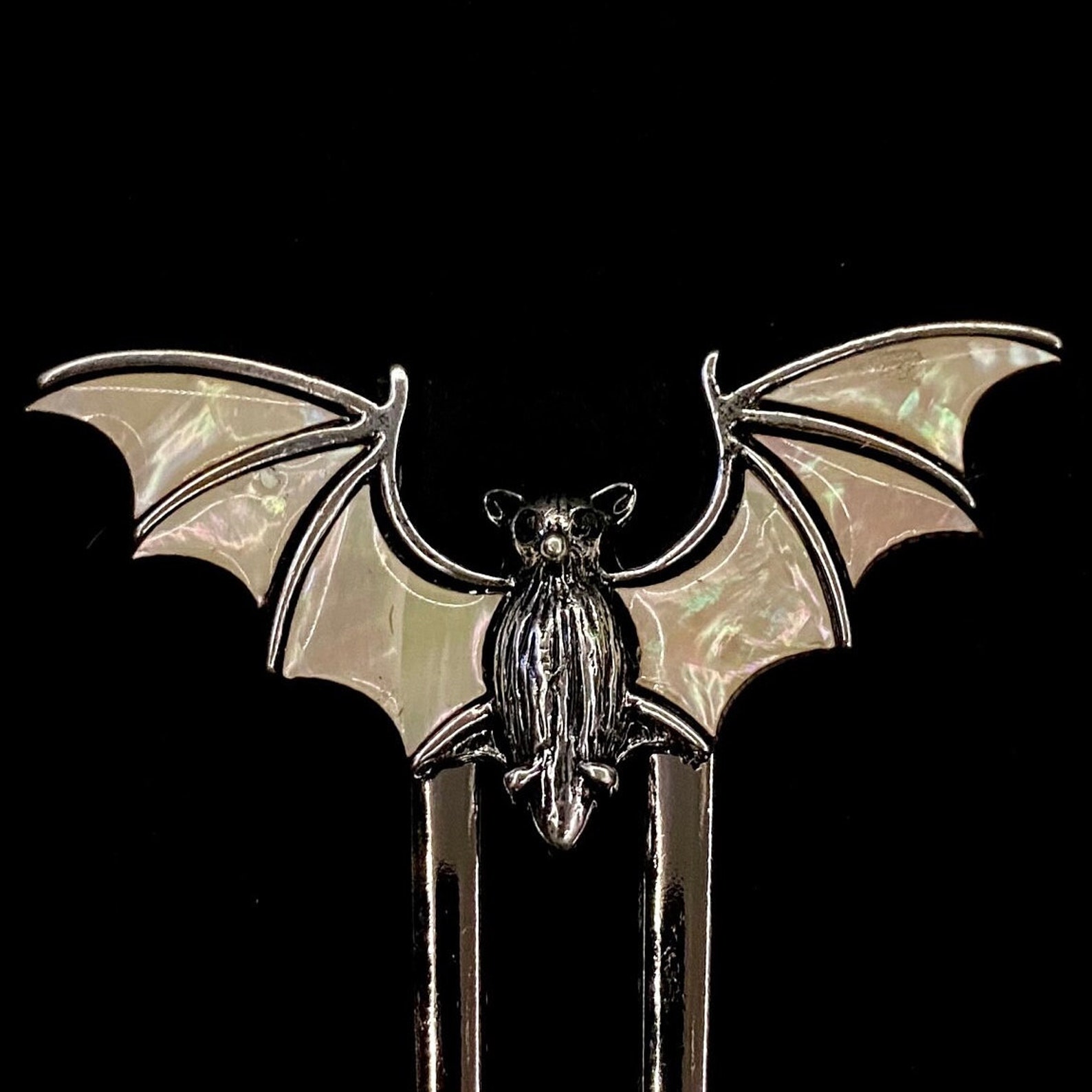 White Bat, Shell Hair Fork, Shell Bat Silver Bat, Bat Hair Pin, Bat ...