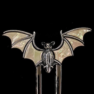 White Bat, Shell Hair Fork, Shell Bat Silver Bat, Bat Hair Pin, Bat ...