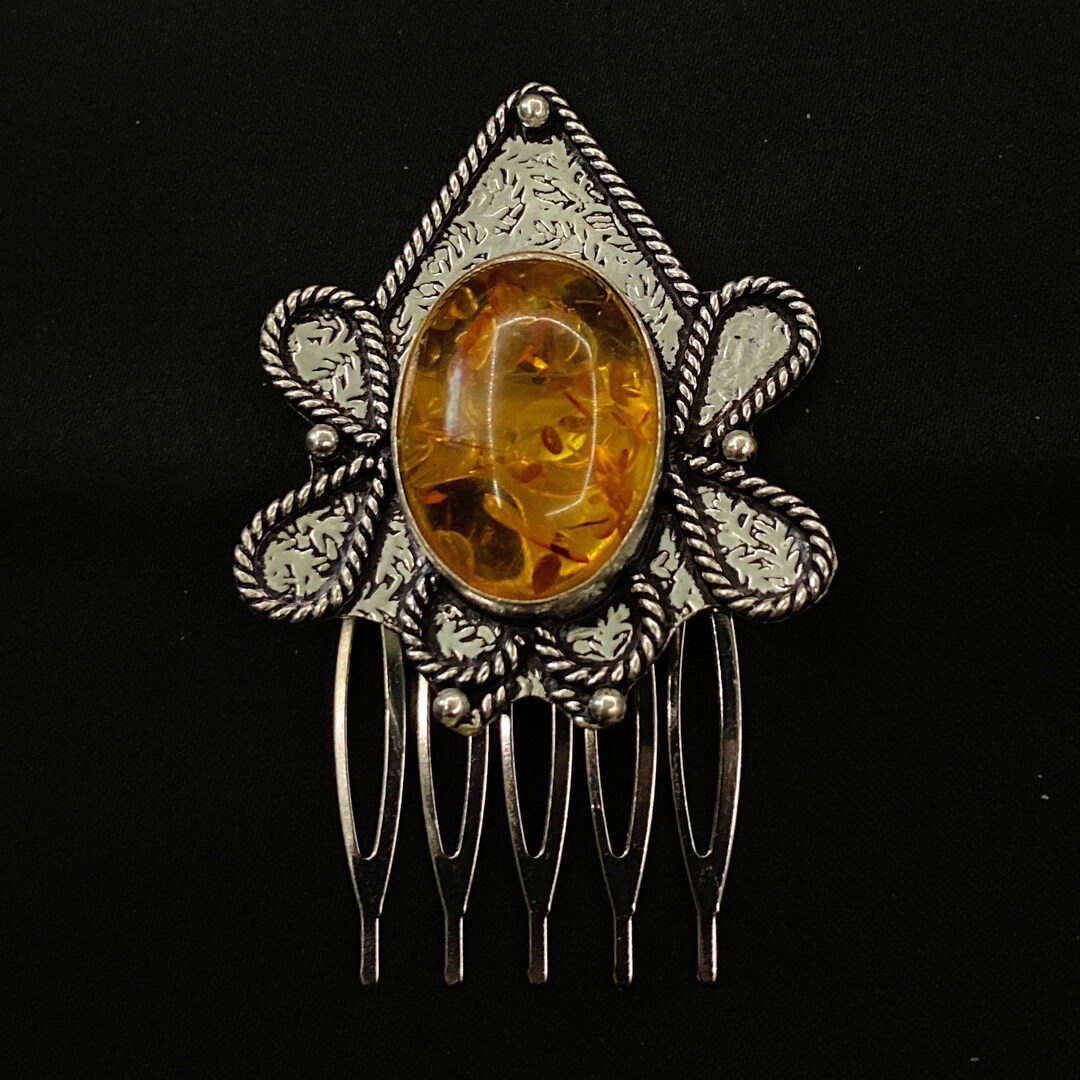 Baltic Amber, Amber Hair Comb, Silver Hair Comb, Baltic Amber Jewelry ...