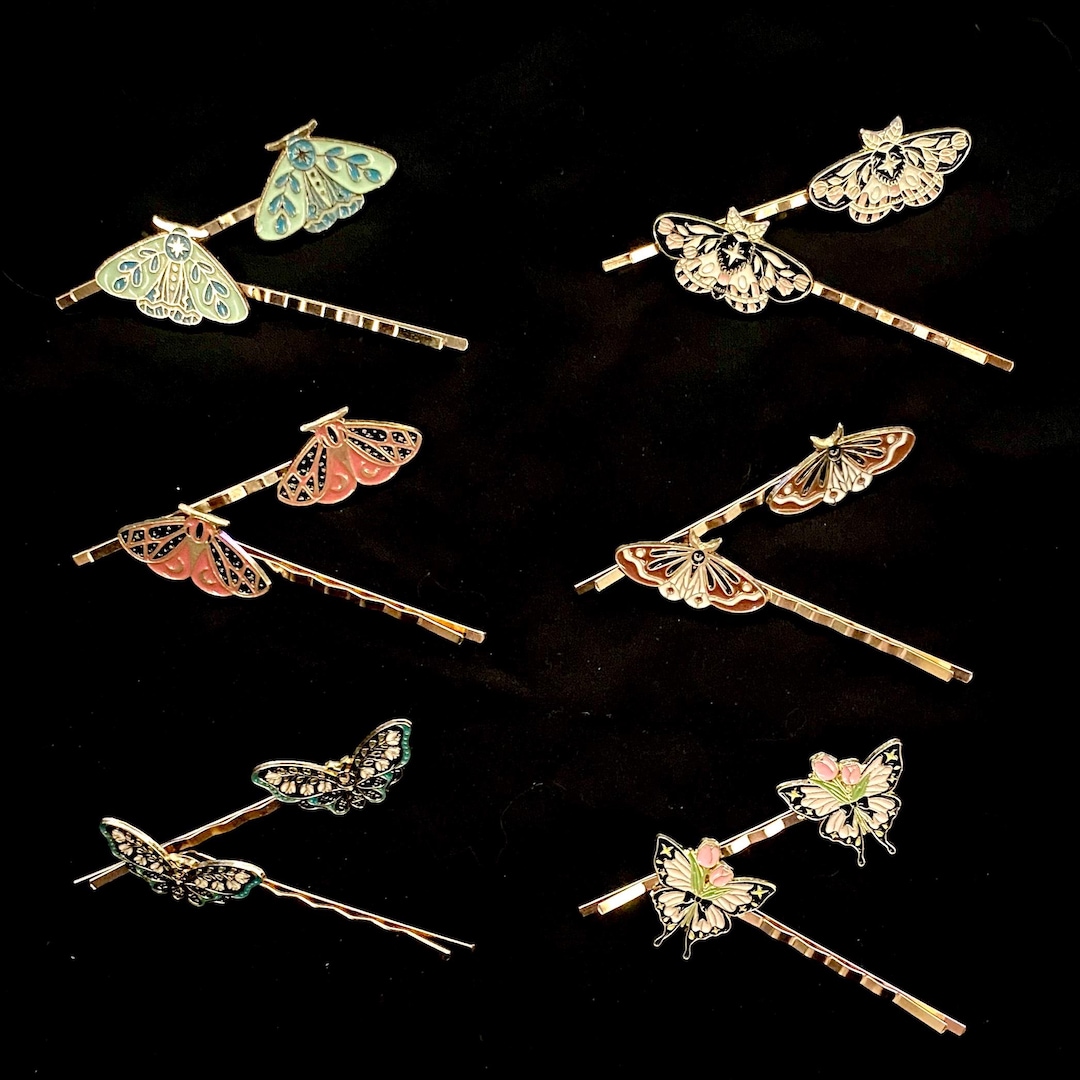 Gold Moth, Moth Hair Pins, Butterfly Hair Pins, Moth Bobby Pins ...
