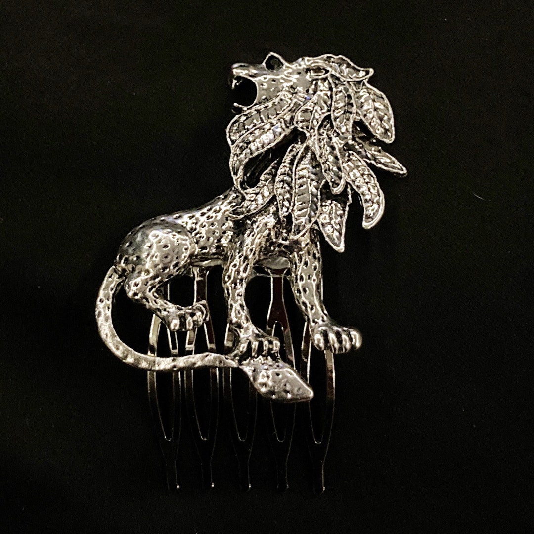 Lion Hair Comb, Feline Hair Comb, Lion Jewelry, Silver Lion, Lion Roar ...