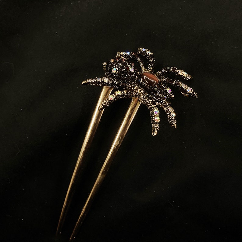 Black Spider Spider Hair Fork Goth Hair Fork Gold Hair - Etsy