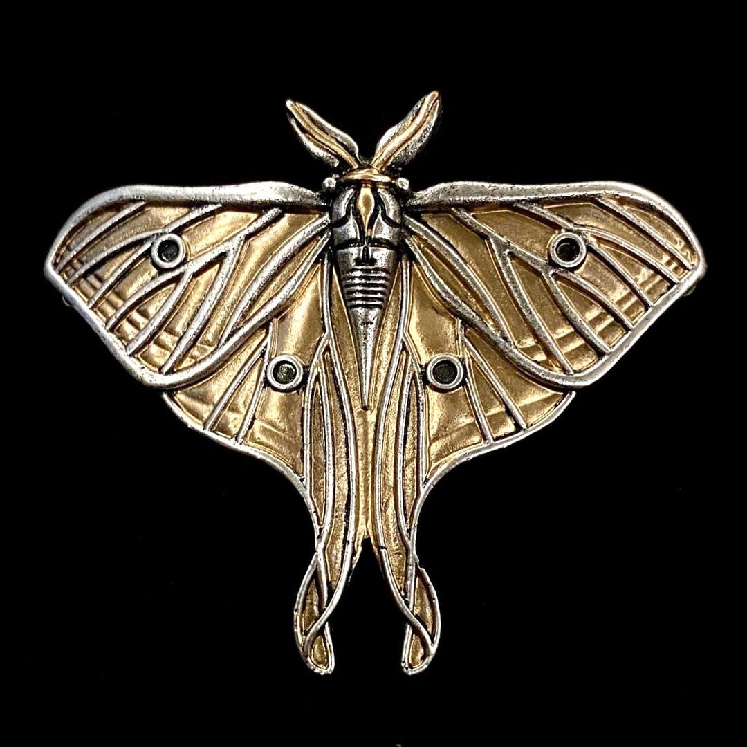 Moth Barrette, Silver Barrette, Gold Barrette, Gold Moth, Silver ...