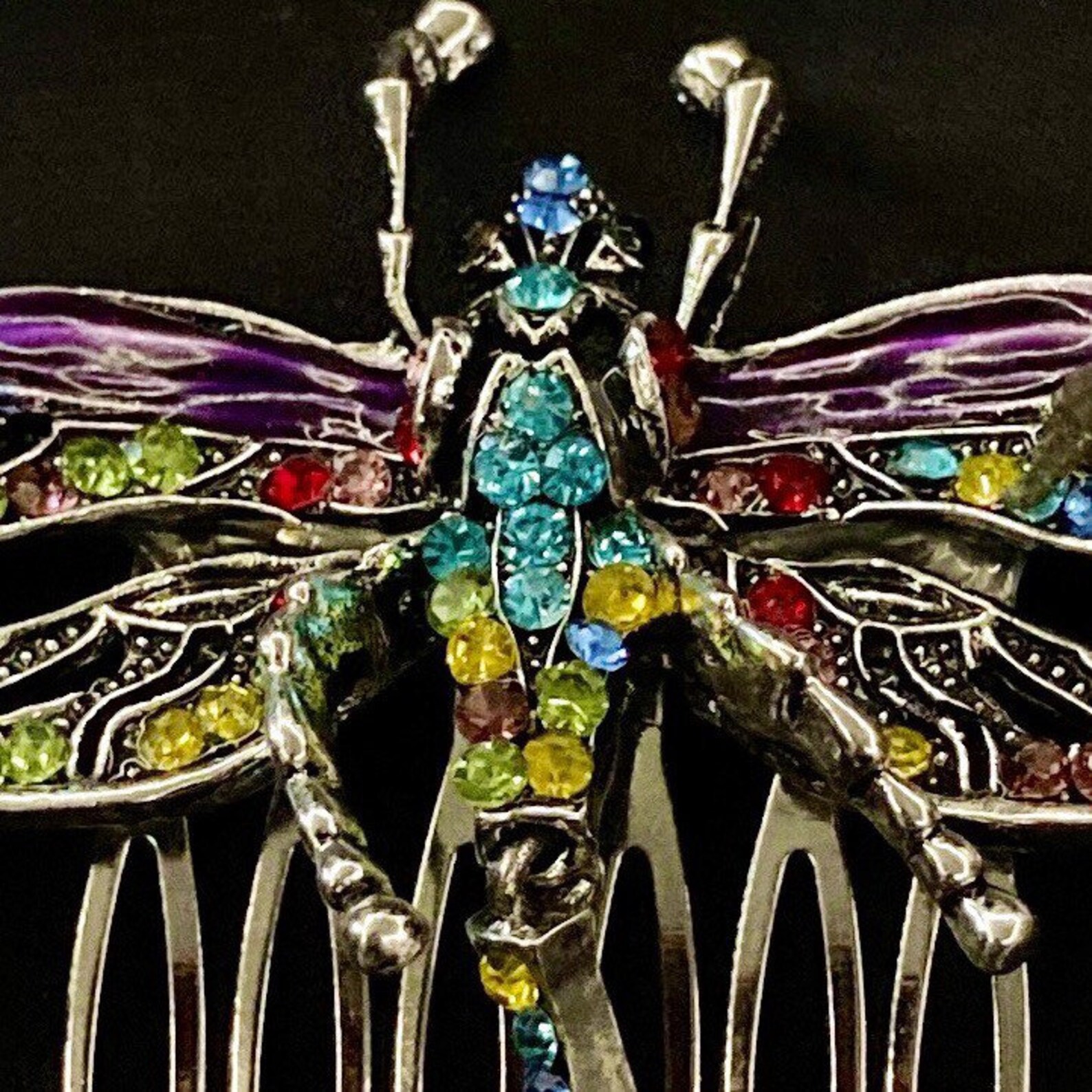 Dragonfly Hair Comb Articulated Tail Rainbow Dragonfly - Etsy