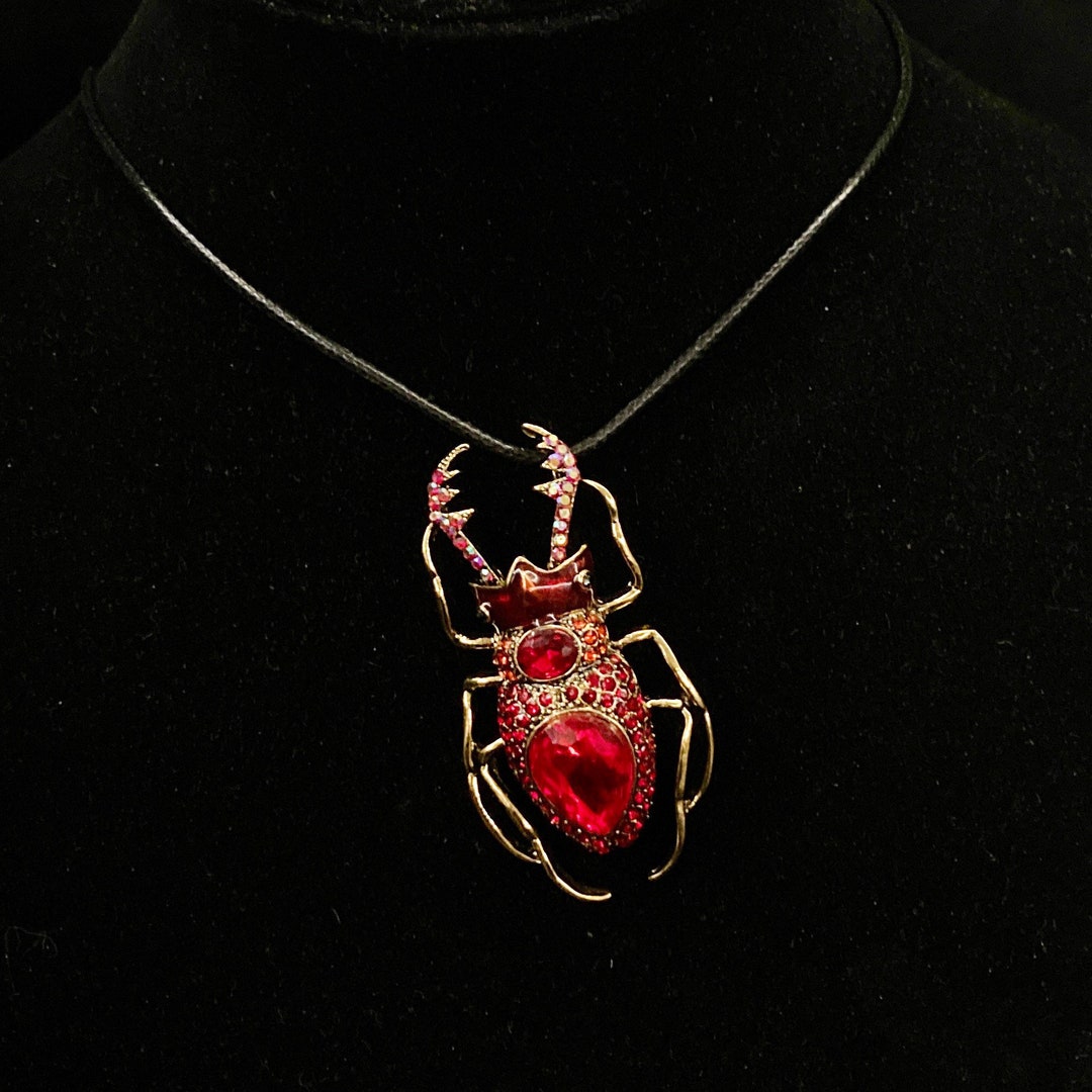 Red Beetle, Beetle Necklace, Beetle Jewelry, Beetle Bun Pendant, Bug ...