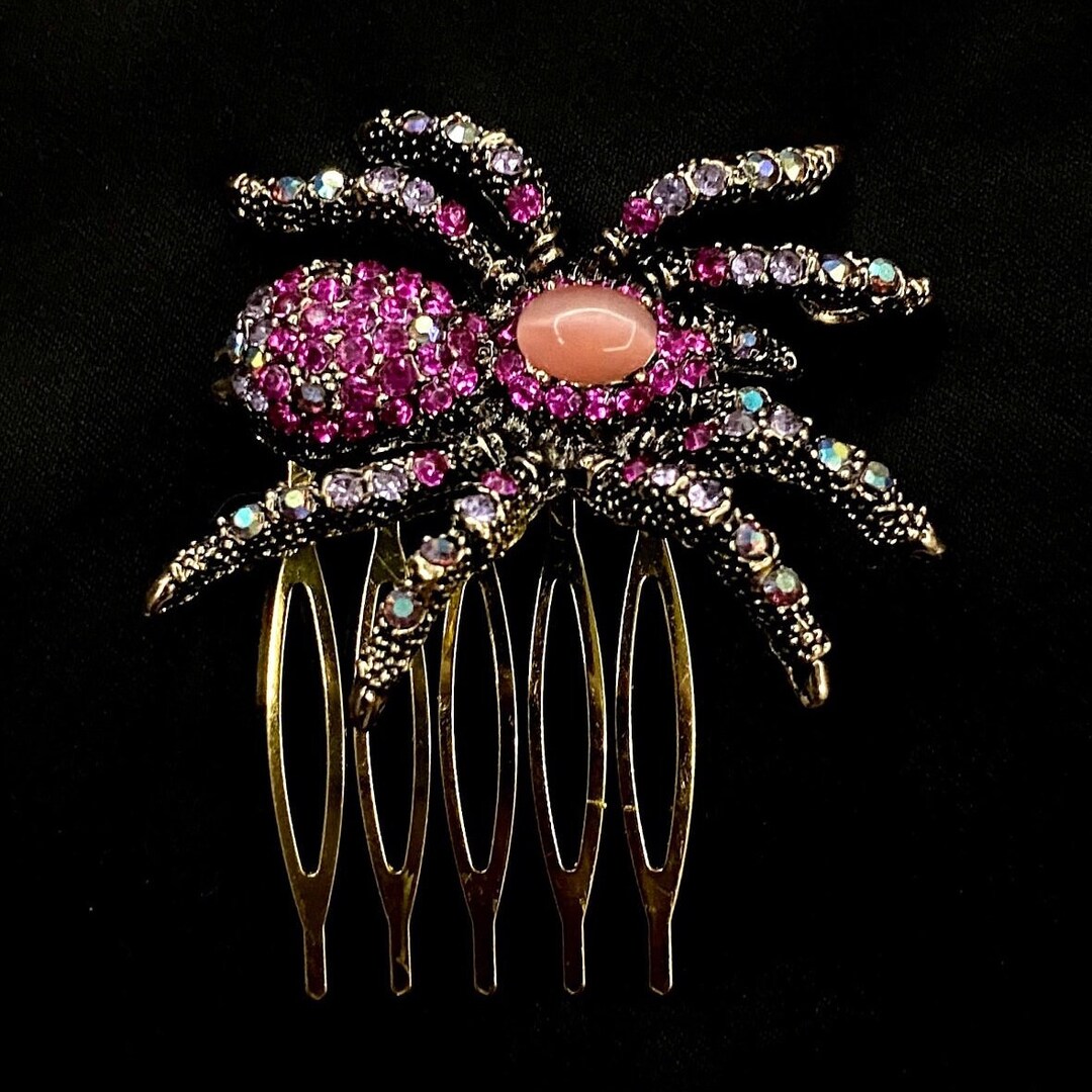 Pink Spider, Spider Hair Comb, Goth Hair Comb, Spider Jewelry, Arachnid ...