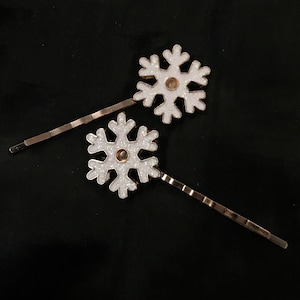 Snowflake Hair Pins, Gold Snowflakes, White Snowflakes, Glitter ...