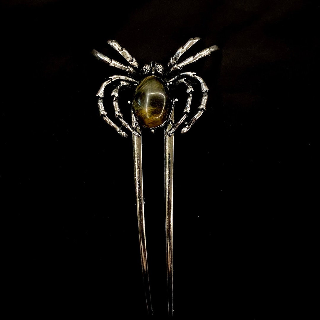 Tigers Eye Spider, Spider Hair Fork, Tigers Eye Hair Fork, Bun Holder ...