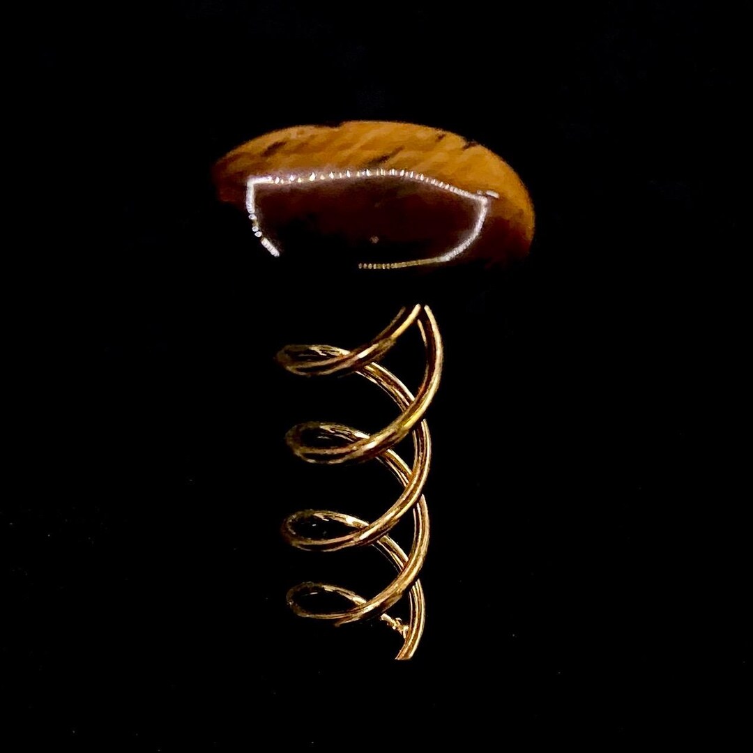 Spiral Hair Pin, Genuine Tigers Eye, Semi Precious, Brown Stone, Stone ...
