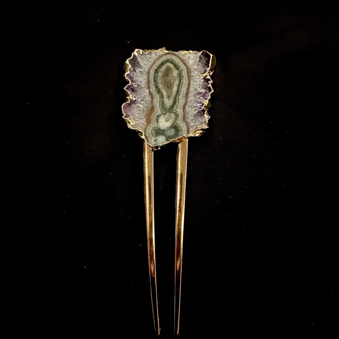 Quartz Hair Fork, Geode Hair Fork, White Quartz, Geode Quartz, Natural ...