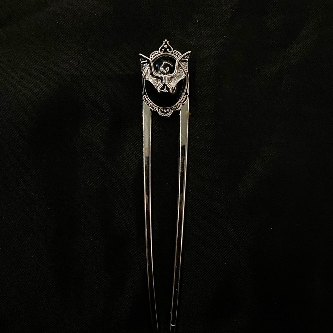 Silver Hair Fork, Bat Cameo, Bat Hair Fork, Wing Hair Fork, Bat Wing ...