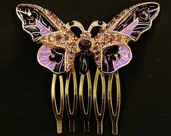 Hair Comb, Blue Butterfly, Jeweled Butterfly, Butterfly Hair Comb, Blue ...