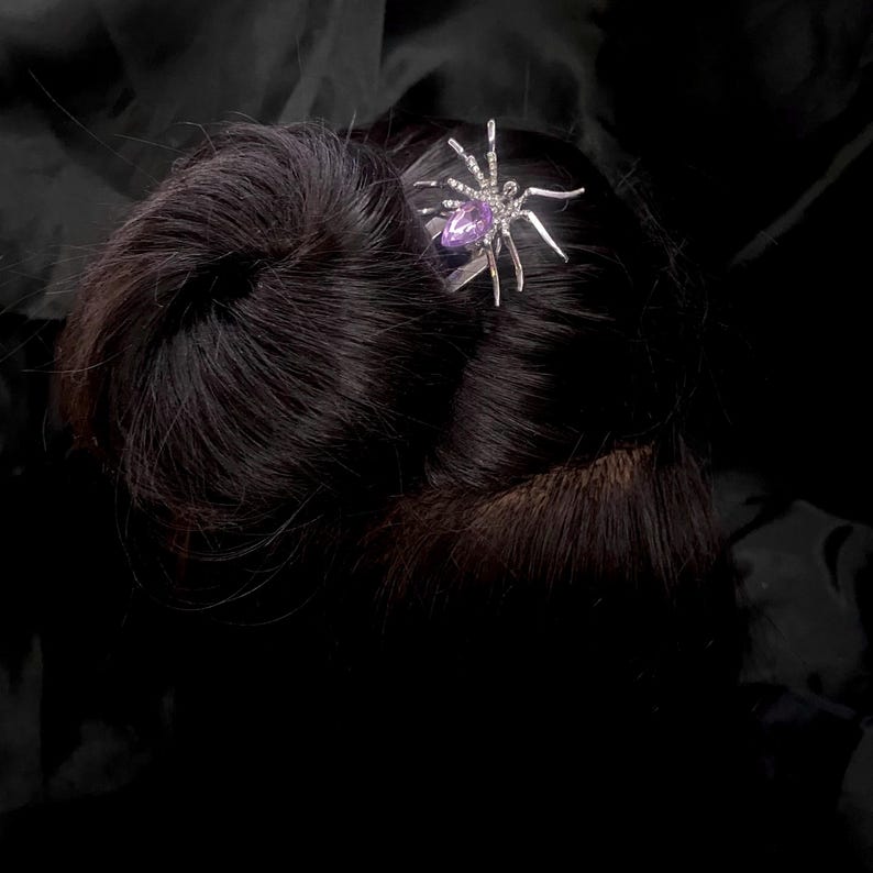 Silver Spider, Spider Hair Fork, Goth Hair Fork, Silver Hair Fork ...