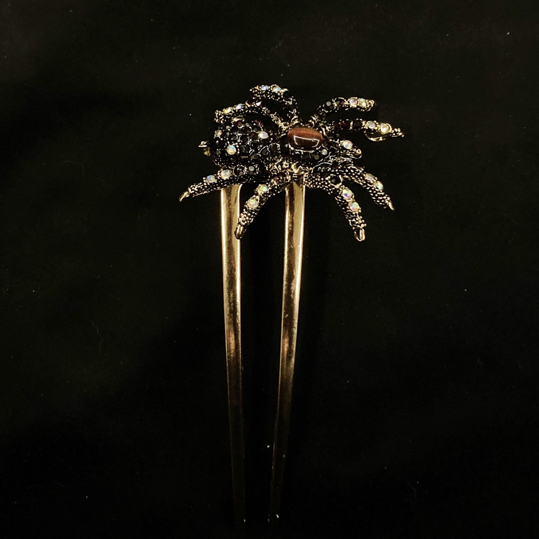 Black Spider, Spider Hair Fork, Goth Hair Fork, Gold Hair Fork, Spider ...