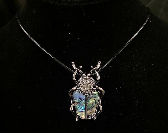 Abalone Beetle, June Bug, Beetle Necklace, Beetle Pendant, Beetle ...