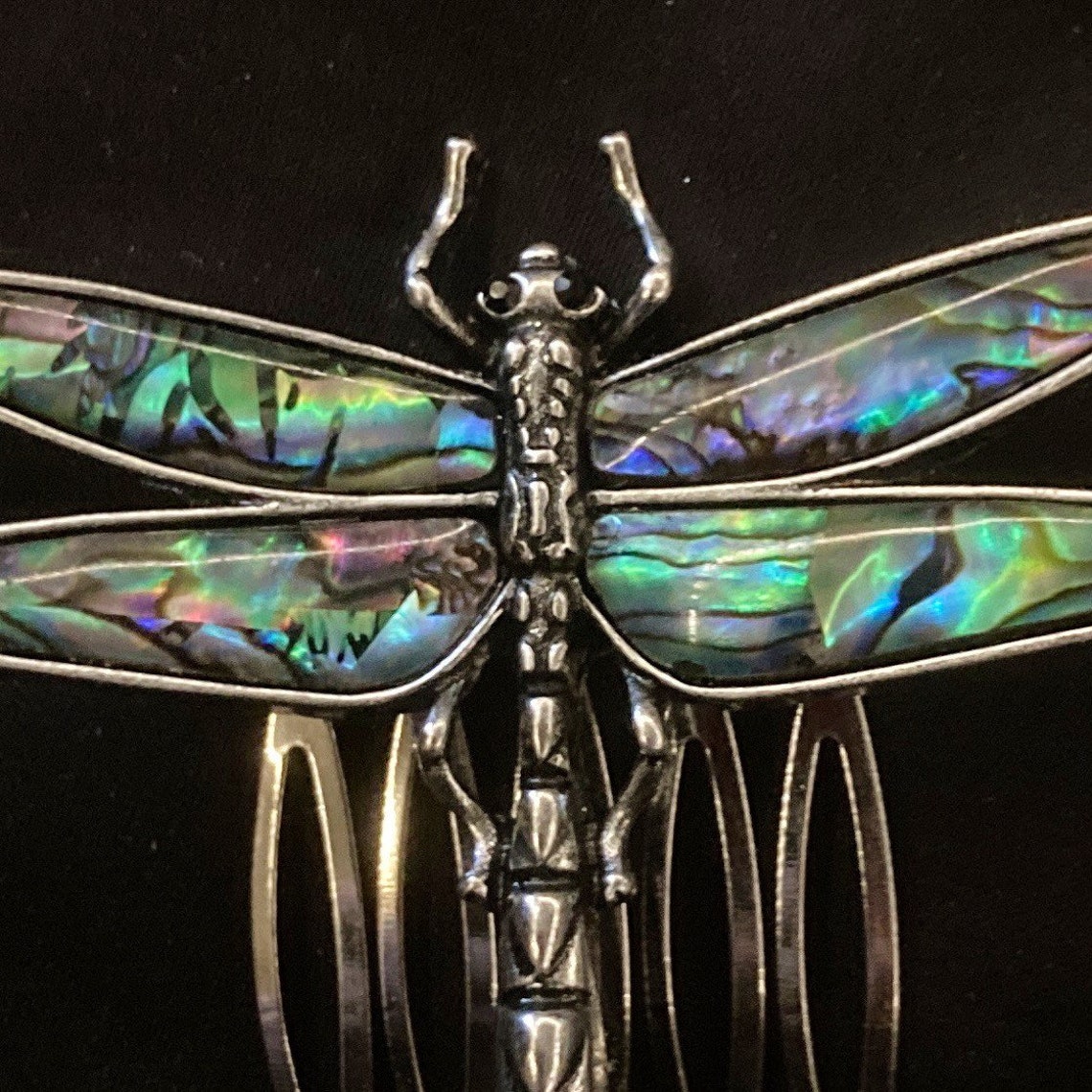 Dragonfly Hair Comb Abalone Dragonfly Something Blue Green - Etsy