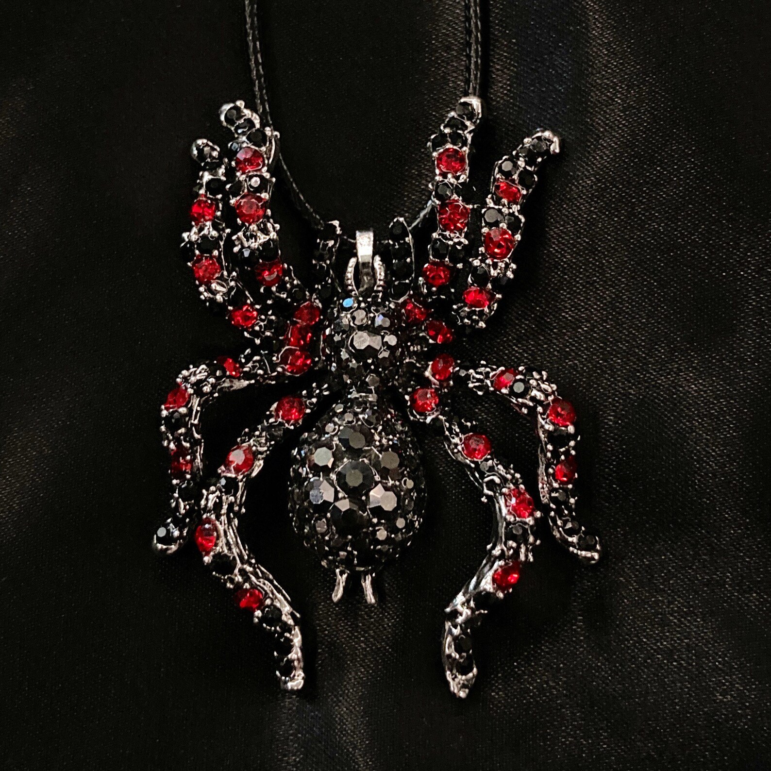 Spider Necklace Black Red Spider Tarantula Goth Necklace | Etsy