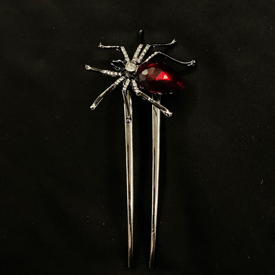 Black Spider Spider Hair Fork Silver Hair Fork Spider - Etsy